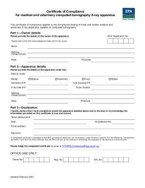 Fillable Online Certificate of Compliance for Dental X-ray Apparatus ...