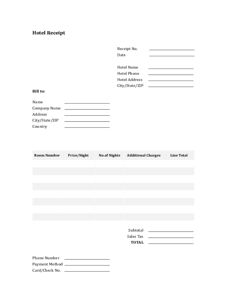 Fillable Online Hotel Receipt Template Fax Email Print - pdfFiller
