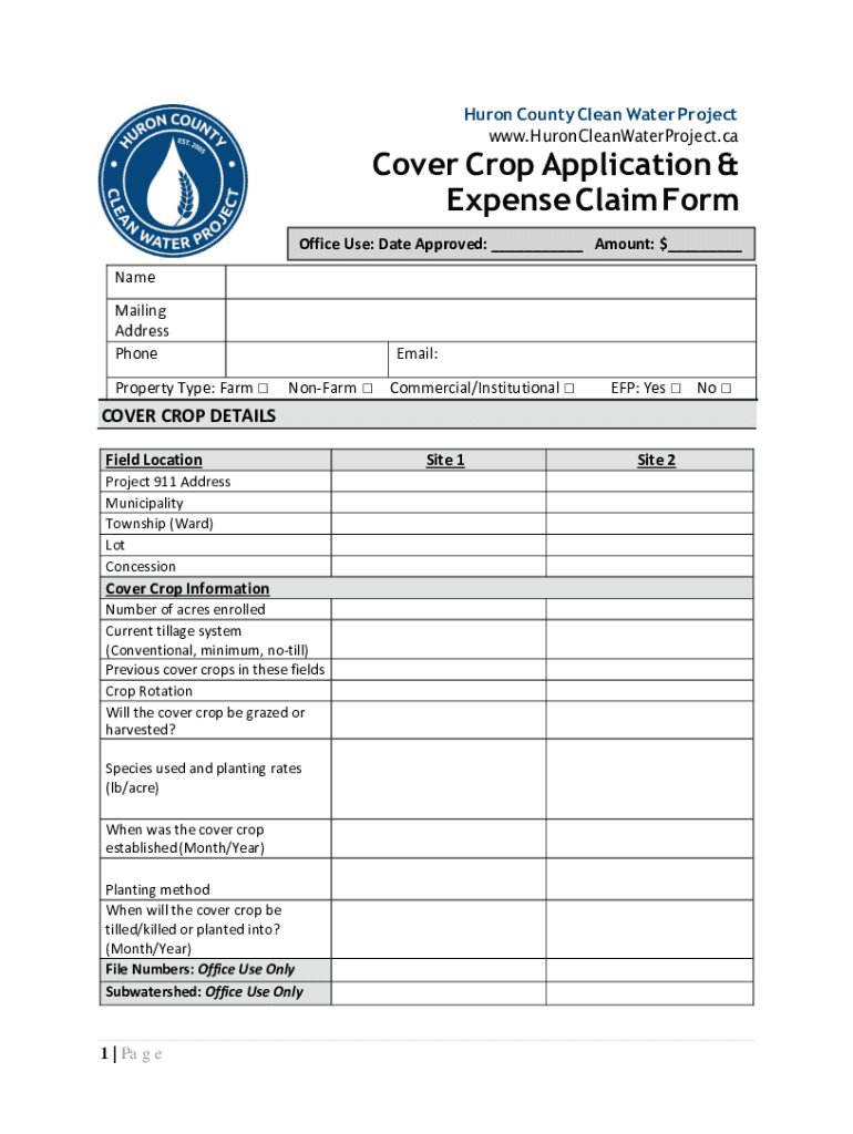 Fillable Online Cover Crop Application & Fax Email Print - pdfFiller