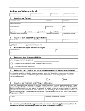 Ausfüllbar Online Antrag auf Altersrente ab Fax Email Drucken - pdfFiller