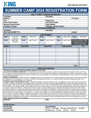 Fillable Online Summer Camp 2024 Registration Form Fax Email Print ...
