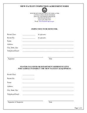 Fillable Online MEW FACILITY INSPECTION AGREEMENT FORM NEW ... Fax ...