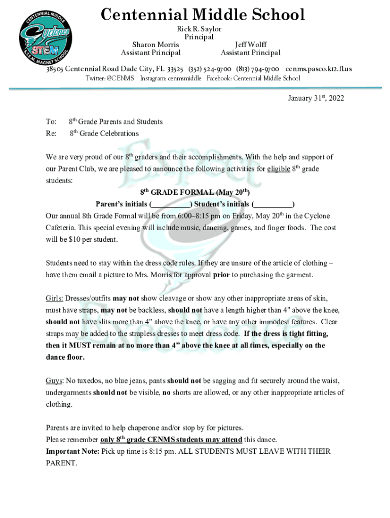 Fillable Online cenms pasco k12 fl 8th Grade Parents and Students Fax Email Print - pdfFiller