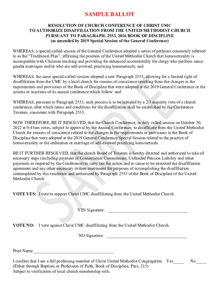 Fillable Online Sample Ballot for Voting on Paragraph 2553 Fax Email ...