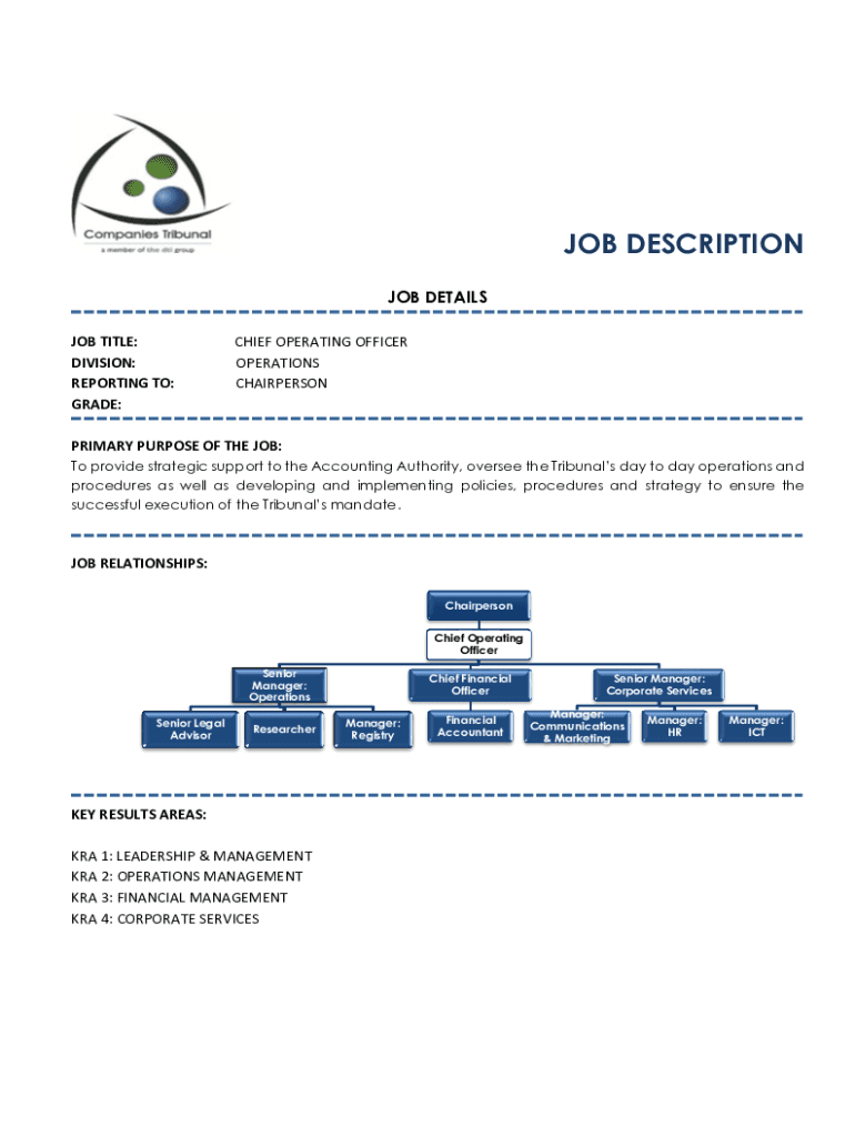 Fillable Online COO Career Path: How to Become a Chief Operating ...