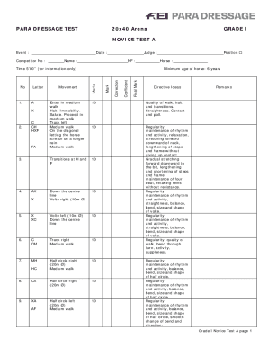 Fillable Online 20x40 Arena Grade I Novice Test A Fax Email Print ...