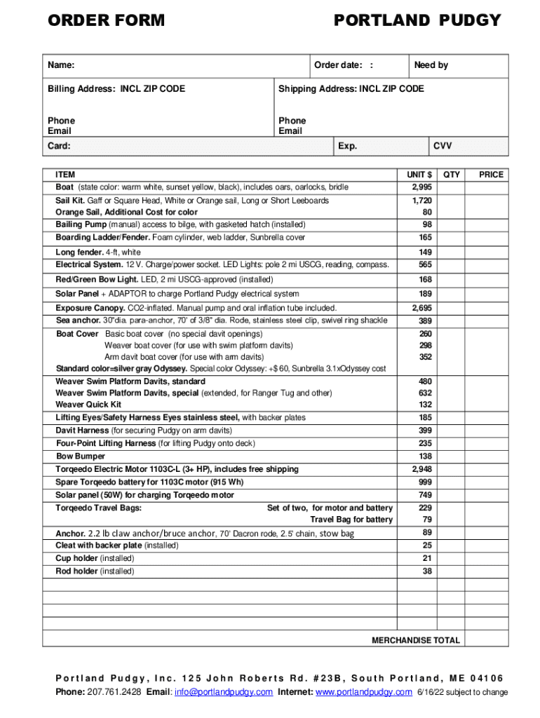 Fillable Online order form portland pudgy Fax Email Print - pdfFiller