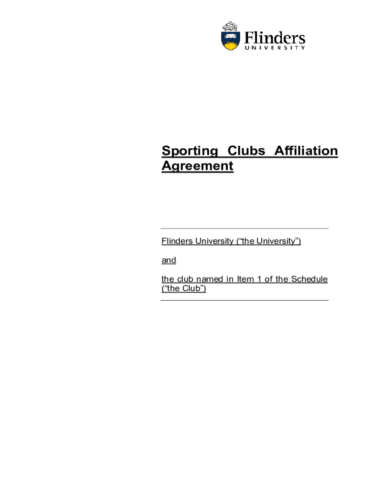 Fillable Online Sporting Clubs Affiliation Agreement Fax Email Print ...