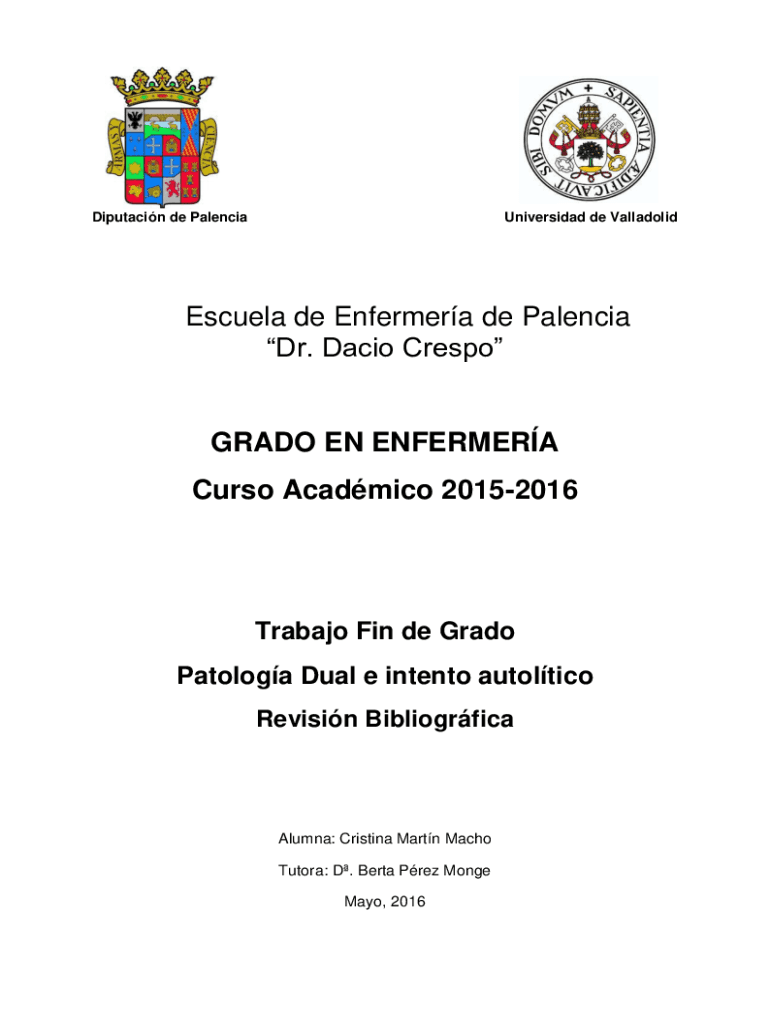 Completable En línea Escuela de Enfermera de Palencia Dr. Dacio Crespo ...