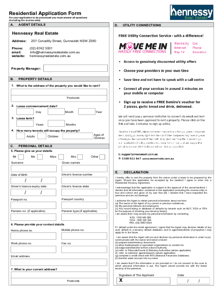 Fillable Online Residential Application Form Mr Ms Miss Mrs Dr other ...