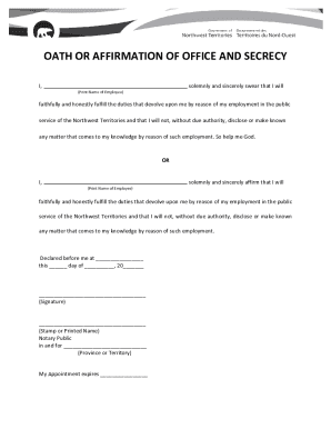 Fillable Online Oath or Solemn Affirmation Form Fax Email Print - pdfFiller