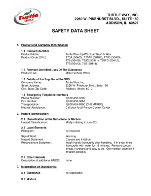 Fillable Online Turtle wax sds sheet Fax Email Print - pdfFiller
