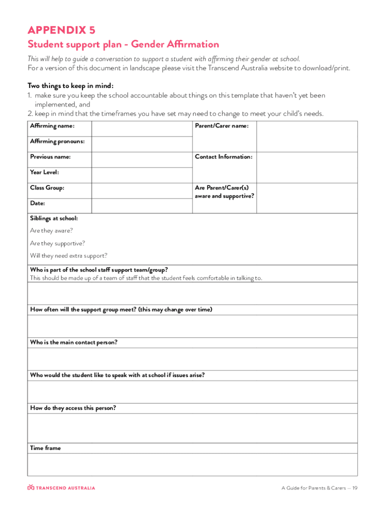 Fillable Online Guide for parents and carers: Supporting your gender ...