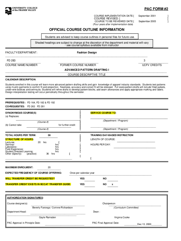Fillable Online ADVANCED PATTERN DRAFTING I Fax Email Print - pdfFiller