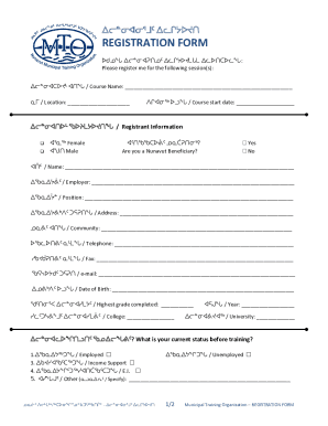 Fillable Online Municipal Training Organization - REGISTRATION FORM Fax Email Print - pdfFiller