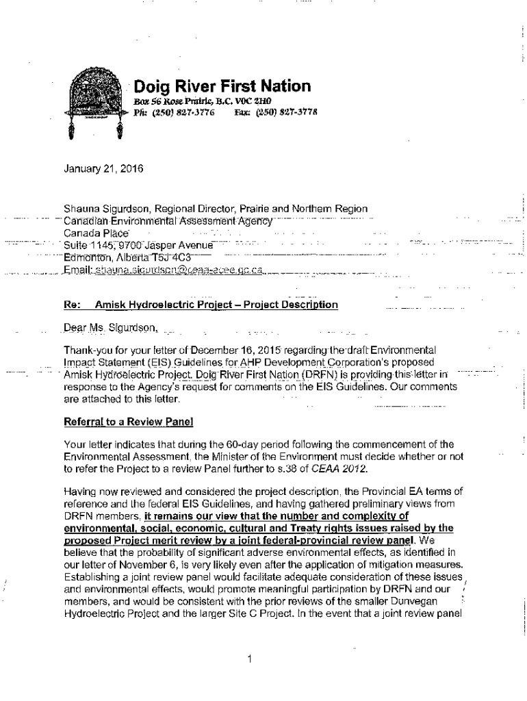 Fillable Online Doig River First Nation and Blueberry River First ...