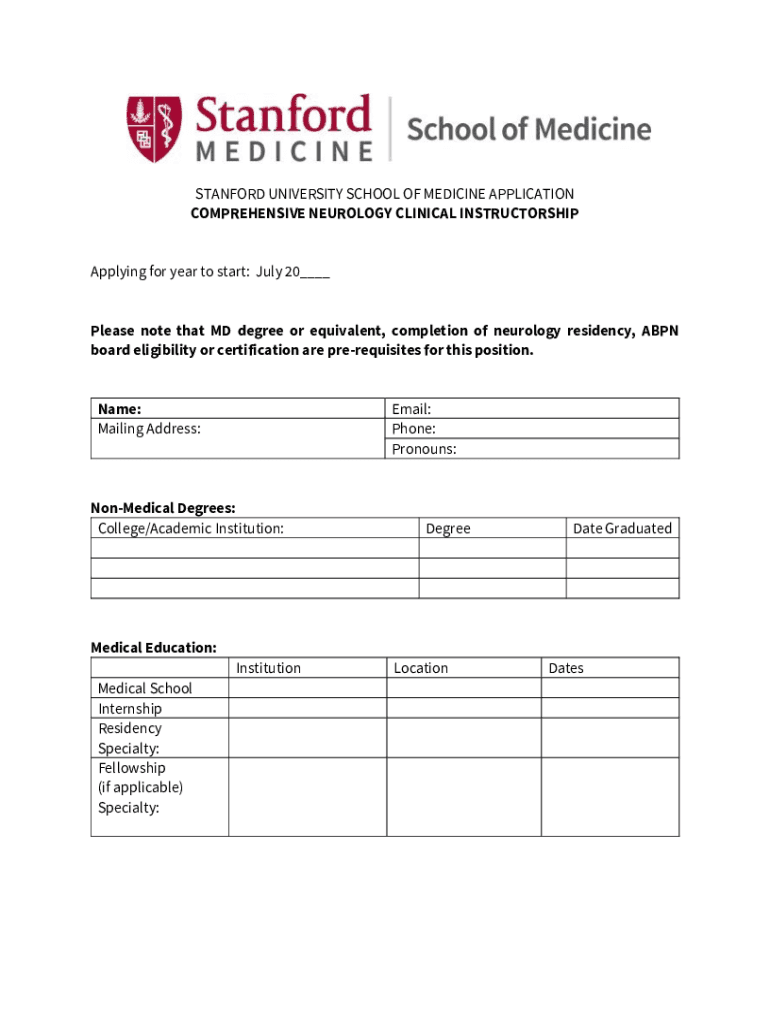 Fillable Online med stanford Stanford University School of Medicine ...