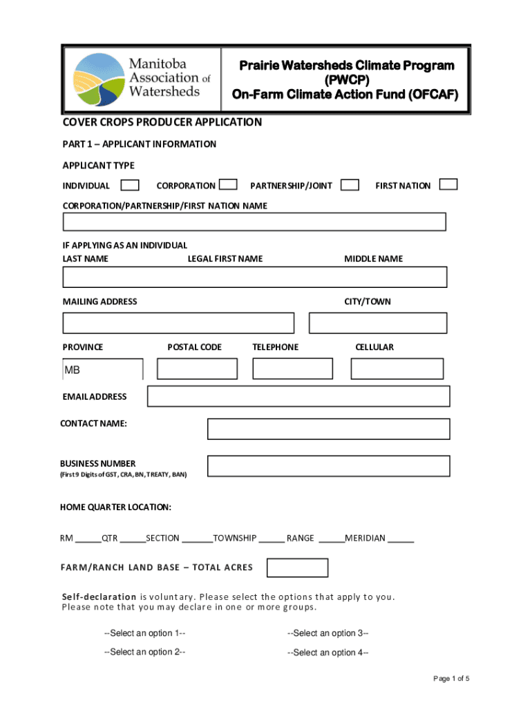 Fillable Online cover crops producer application Fax Email Print - pdfFiller