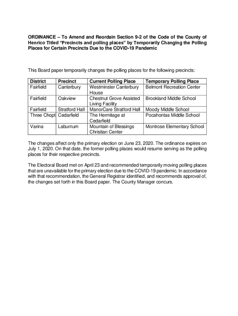 Fillable Online Notice of Proposed Polling Place Change Fax Email Print ...