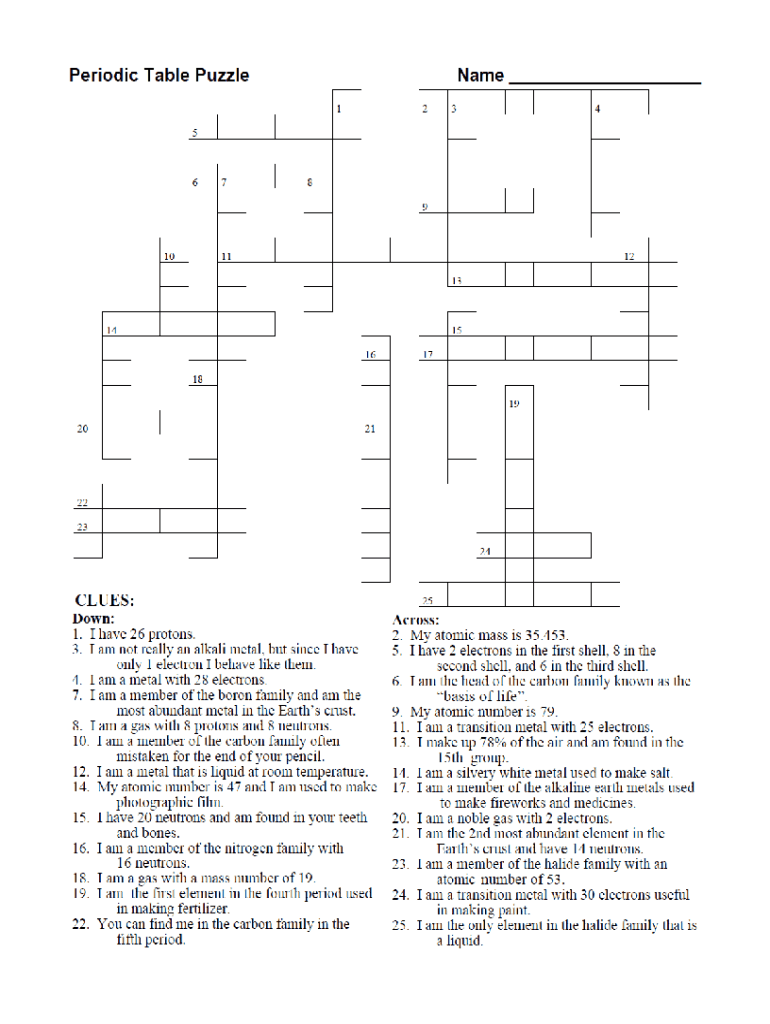 Periodic Table Puns 2 Answers - Fill Online, Printable ... Doc Template ...