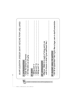 Fillable Online BLANK ELEVATOR SPEECH SHORT OUTLINE FORM ( ... Fax ...