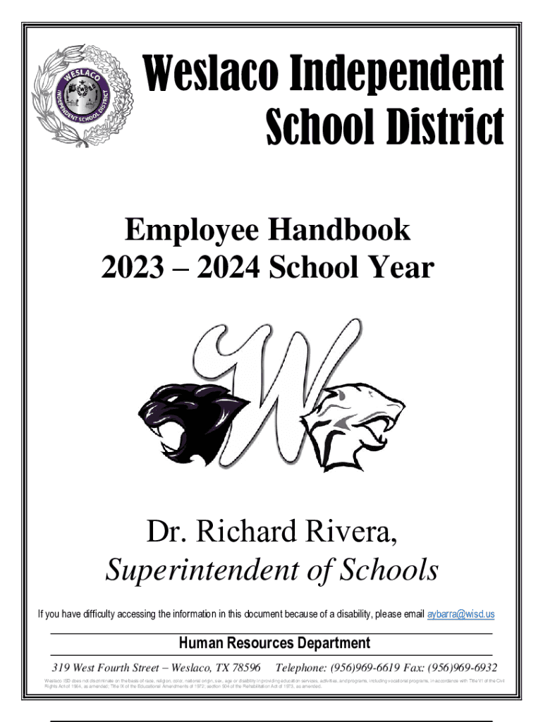 Fillable Online Employee Handbook 23-24 Fax Email Print - pdfFiller