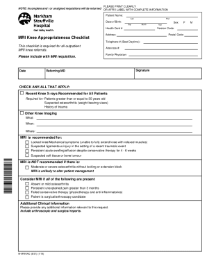 Fillable Online MRI Knee Appropriateness Checklist Fax Email Print ...