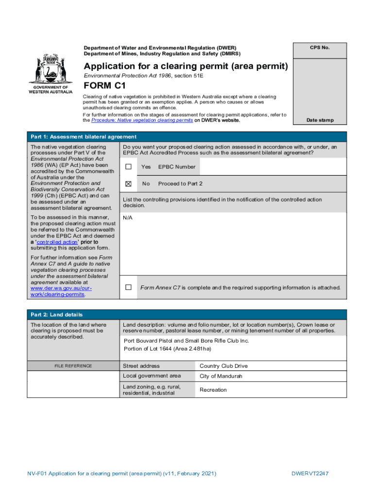 Fillable Online NV-F01 Application area permit (Form C1)-v11 (1) (1 ...