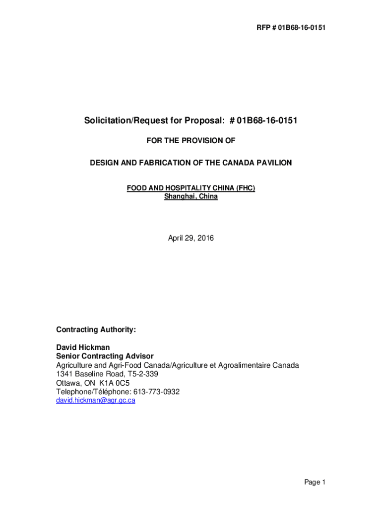 Fillable Online Solicitation/Request for Proposal: # 01B68-16-0151 Fax ...