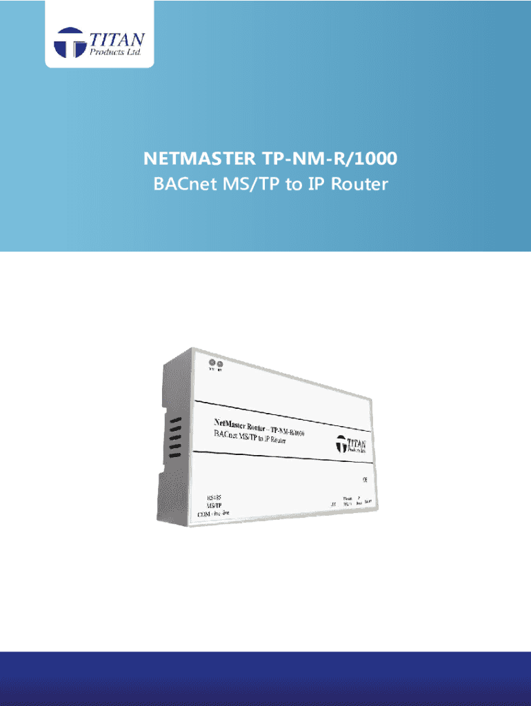 Fillable Online Shop BACnet MS/TP to IP Routers From Titan Products Fax ...