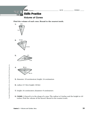 Fillable Online Lesson 5 Skills Practice - Surface Area of Cones Fax ...