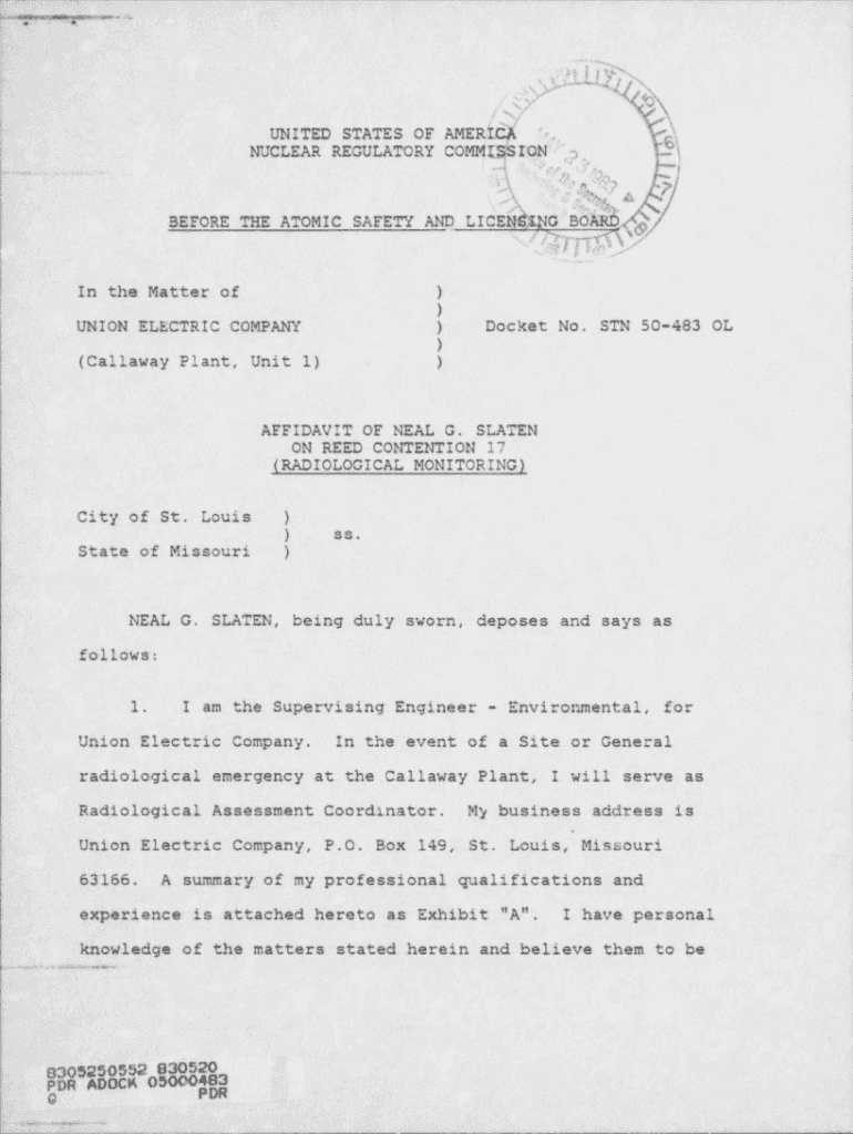 Fillable Online Affidavit of NG Slaten re Reed Contention 17 on ...