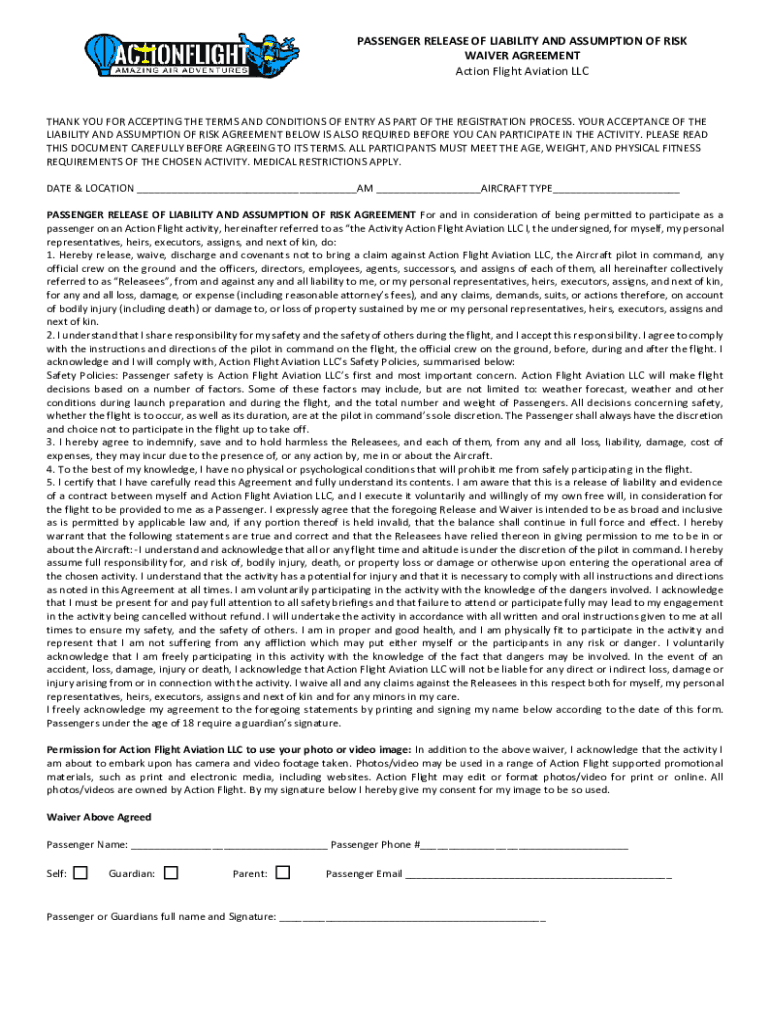 Fillable Online Passenger Waiver Form Template Fax Email Print - pdfFiller