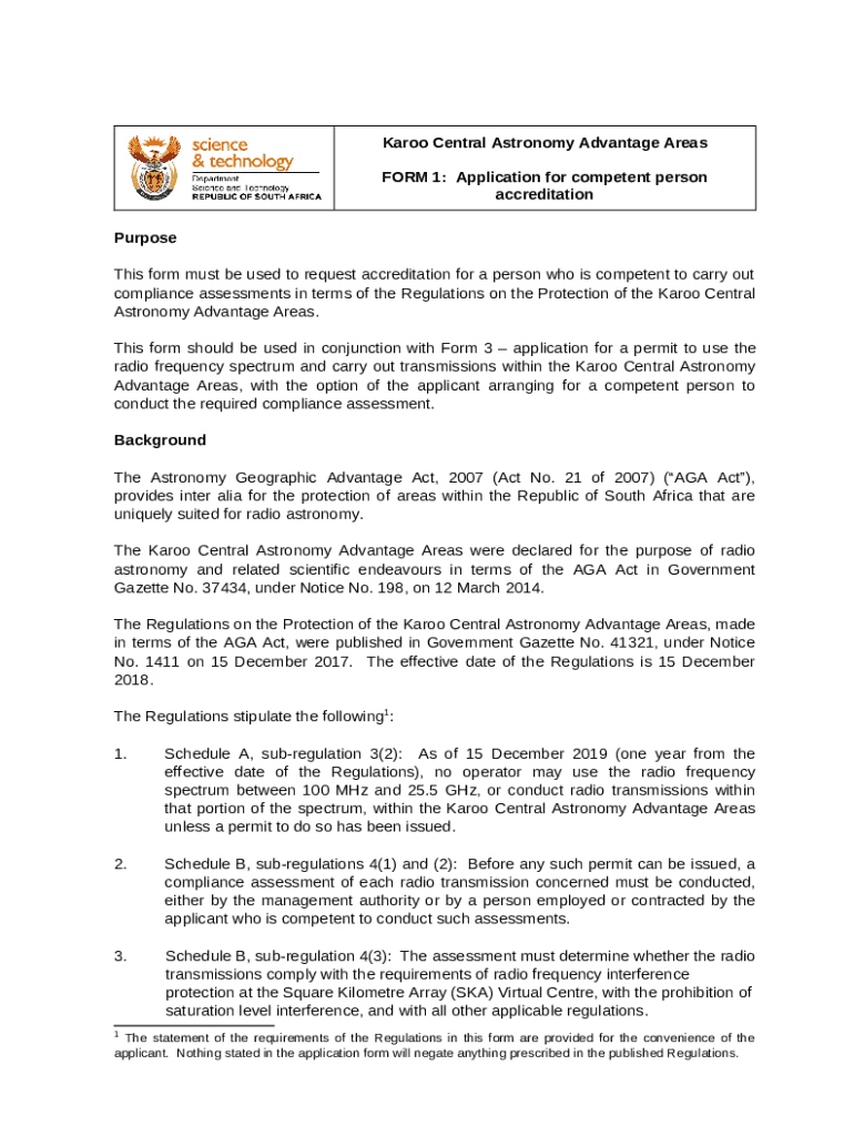 Fillable Online Karoo Central Astronomy Advantage Areas FORM 1 Fax Email Print - pdfFiller