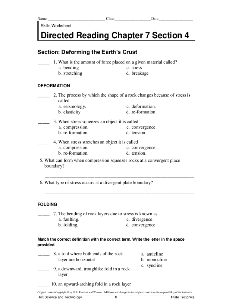 Fillable Online Plate Tectonics Section 4: Deforming the Earth's Crust Fax Email Print - pdfFiller