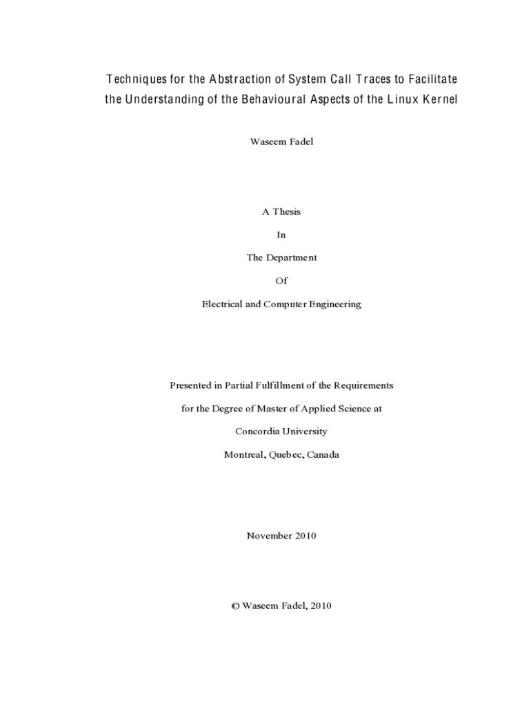 Fillable Online users encs concordia Techniques for the Abstraction of System Call Traces Fax ...