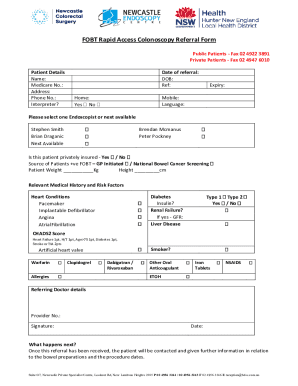 Fillable Online FOBT Rapid Access Colonoscopy Referral Form Fax Email ...
