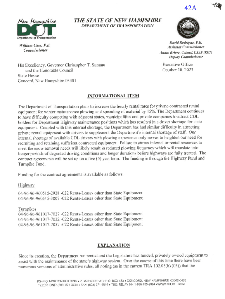 Fillable Online The Department of Transportation plans to increase the ...