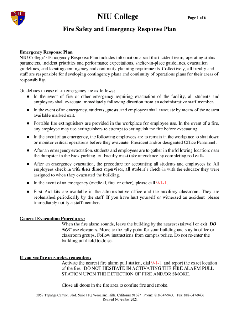 Fillable Online Emergency Response Guide - NIU - Department of Police ...