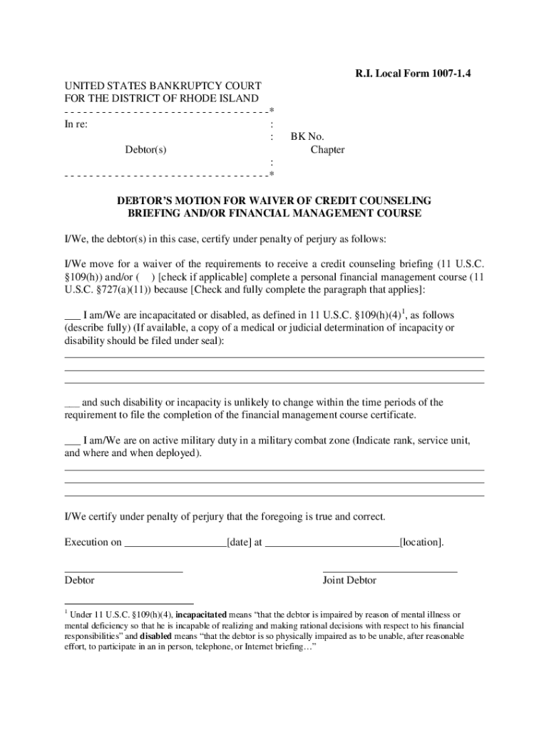 Fillable Online Justia :: Individual Debtor(s) Motion For Entry Of ...