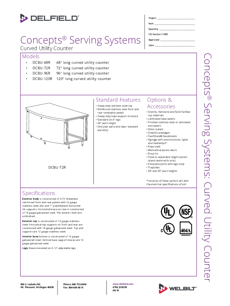 Fillable Online 48 long curved utility counter Fax Email Print - pdfFiller