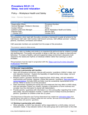 Fillable Online Procedure SO:01.13 Sleep, rest and relaxation Fax Email ...