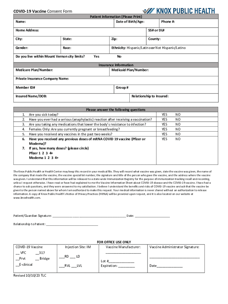 Fillable Online Moderna COVID-19 Vaccine Consent Form Fax Email Print - pdfFiller