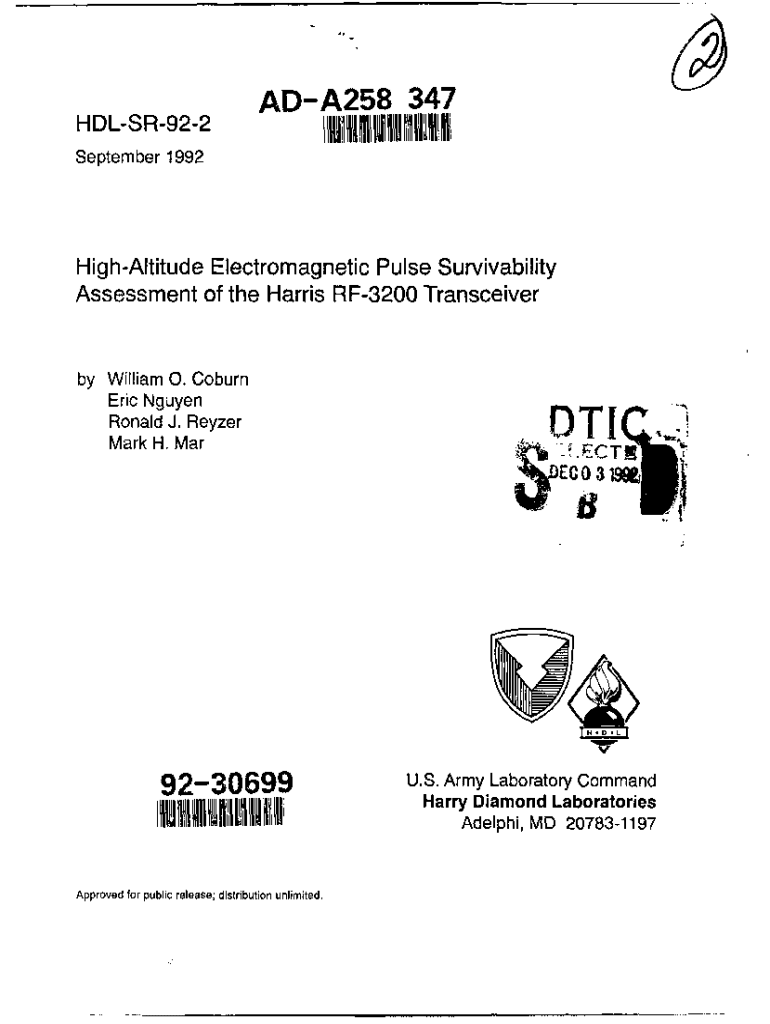 Fillable Online High-Altitude Electromagnetic Pulse Survivability ...