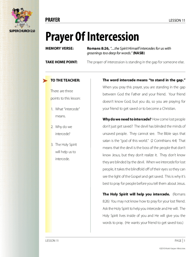 Fillable Online Prayer Of Intercession - Celebration Community Church Fax Email Print - pdfFiller