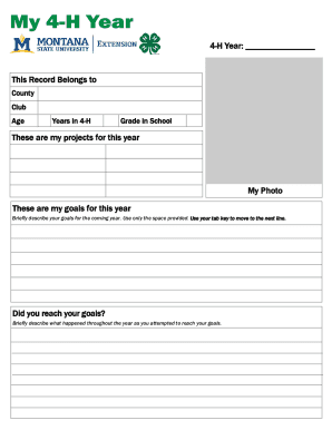 Fillable Online SAMPLE my 4-H year record book Fax Email Print - pdfFiller