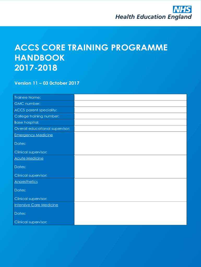 Fillable Online heeoe hee nhs Acute Care Common Stem (ACCS) Educational ...