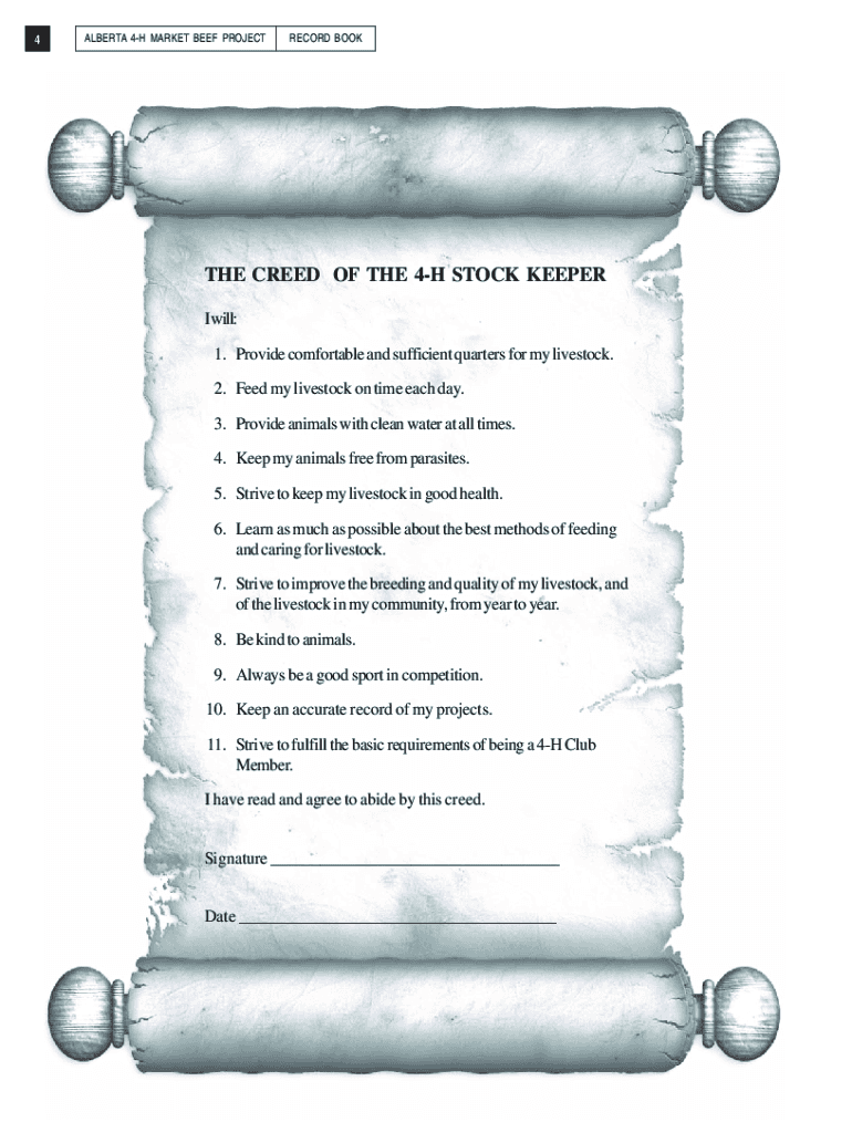 Fillable Online Market Beef Record Book. 4-H Market Beef Record Book ...