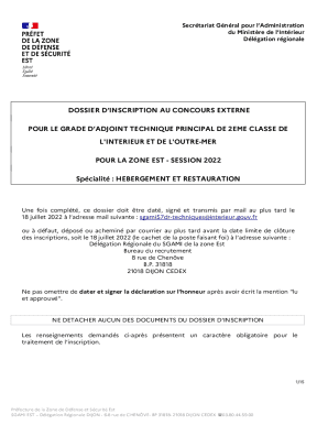 Remplissable En Ligne dossier d'inscription au concours externe Faxer Email Imprimer - pdfFiller