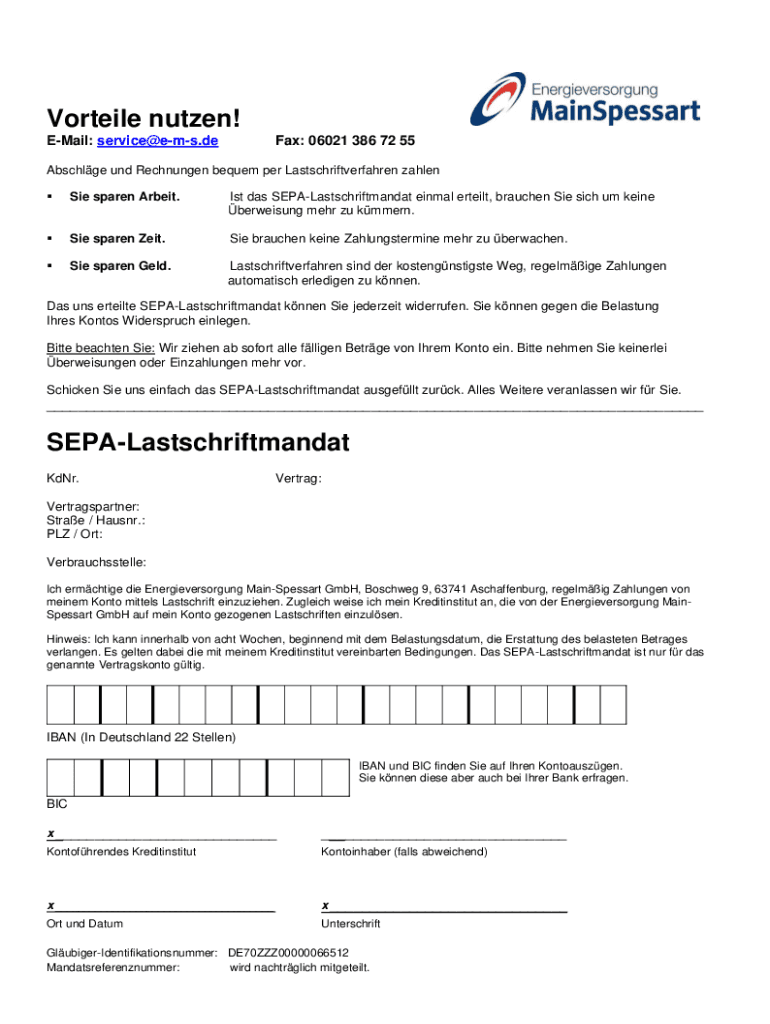 Ausfüllbar Online SEPA-Lastschrift: Einzug per Lastschriftverfahren Fax ...